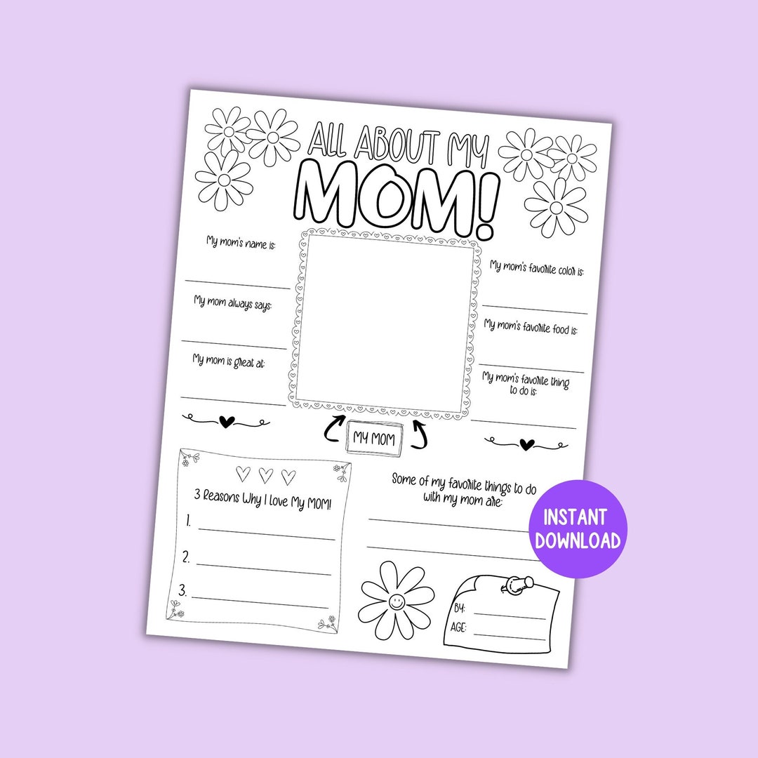 All About Mom, Mother's Day Gift, Kid's Gift for Mom, Mother's Day ...