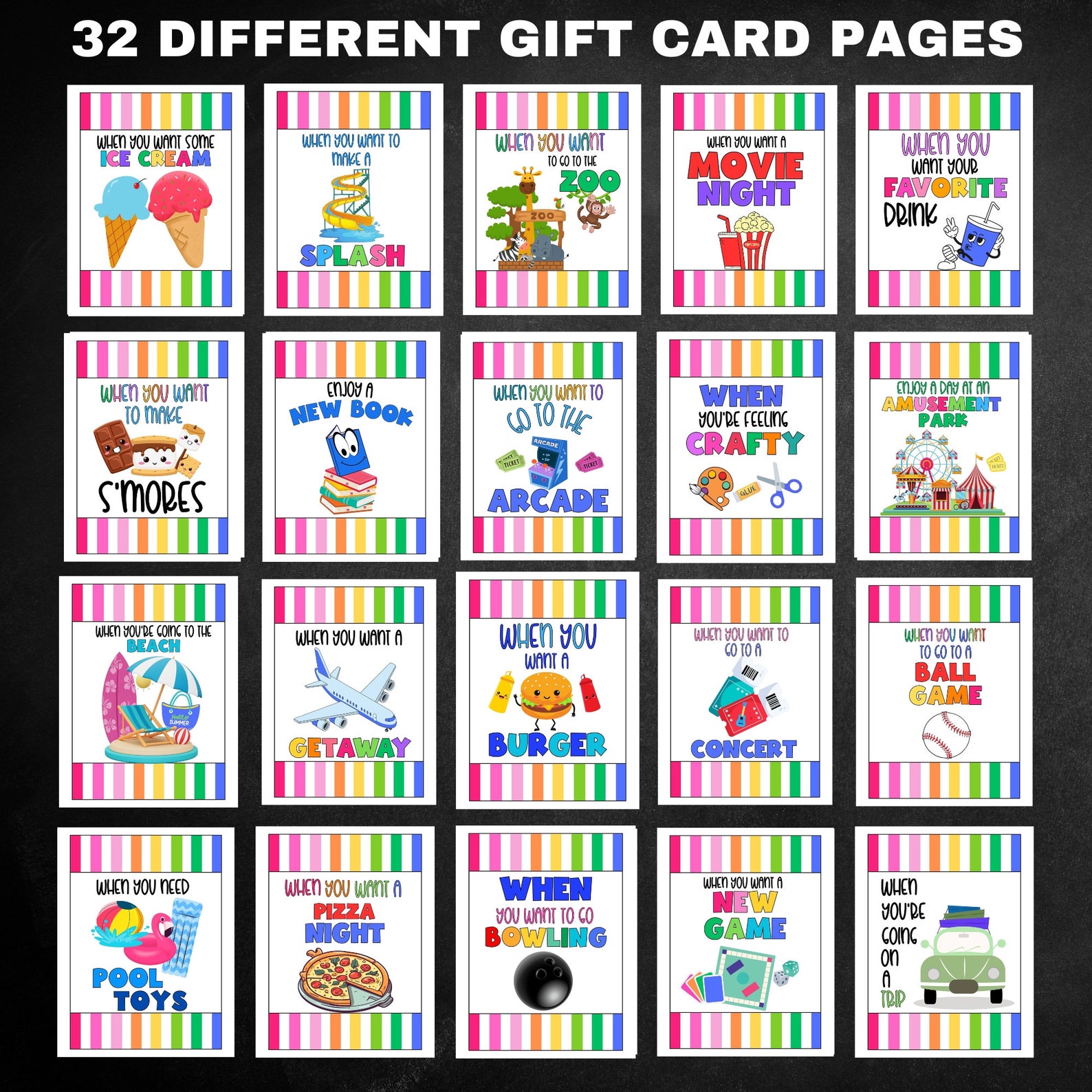 Printable Summer Gift Card Book, Kids Summer Bucket List, End of the ...