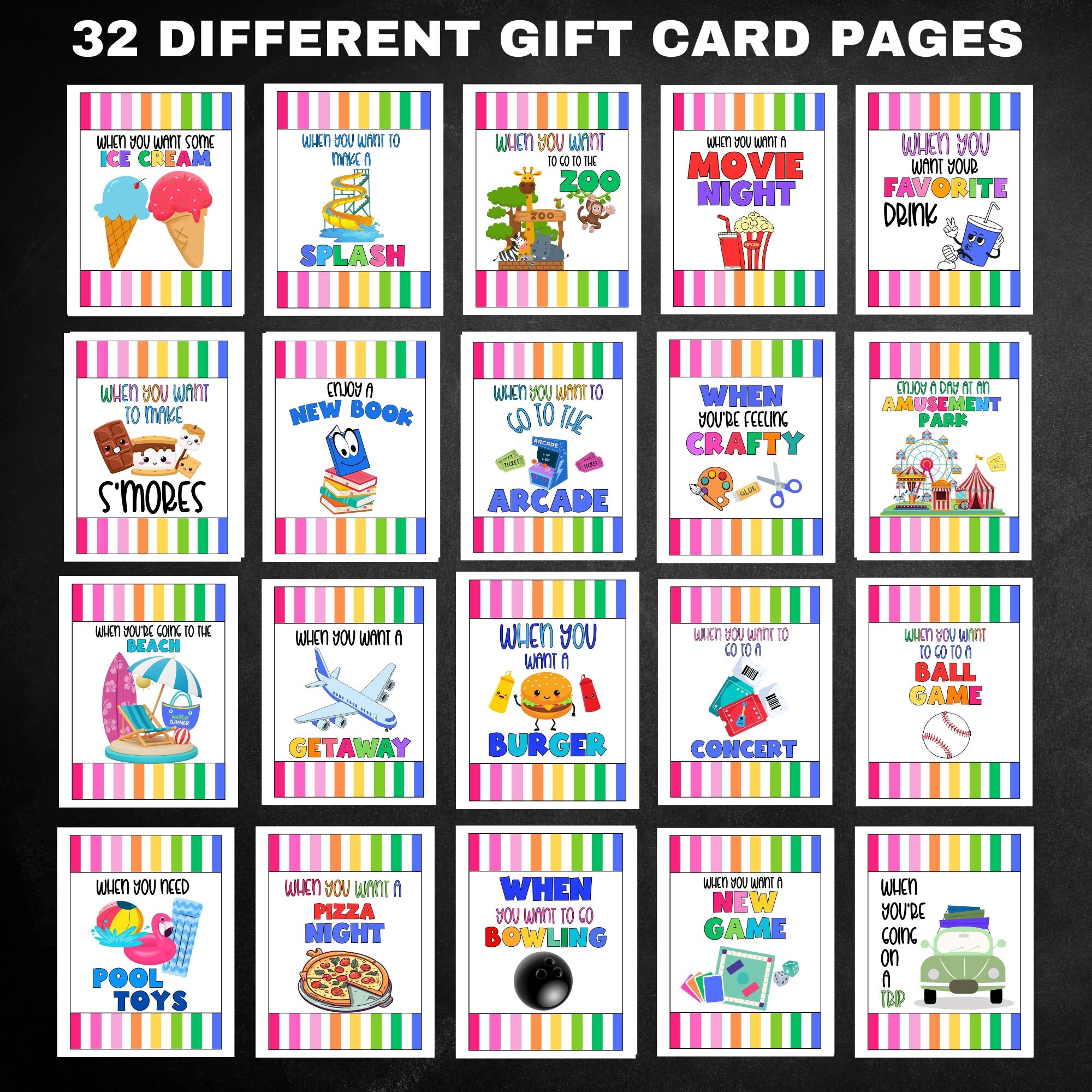 Printable Summer Gift Card Book, Kids Summer Bucket List, End of the ...