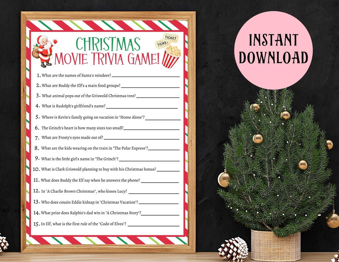 Christmas Movie Trivia Game, Christmas Printable Game, Christmas Party ...