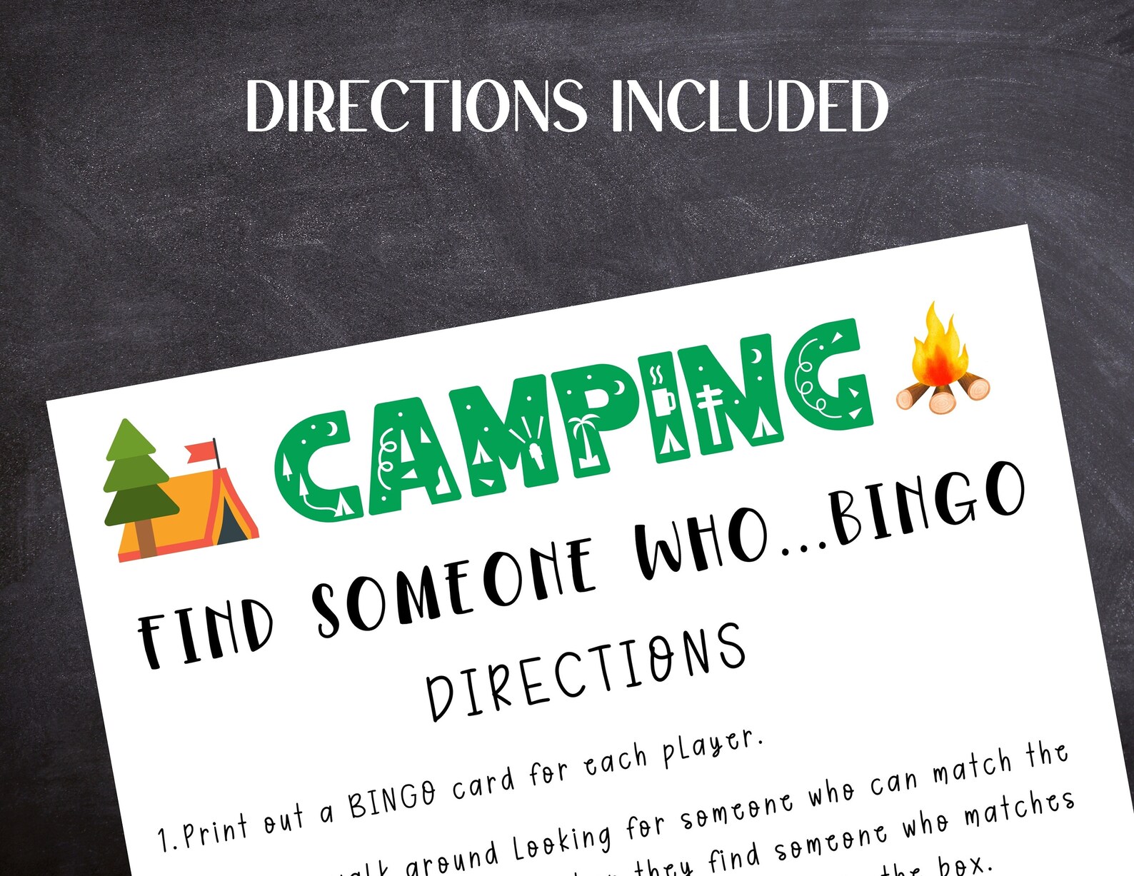 Camping Game, Human Bingo Game, Find Someone Who Game, Get to Know You ...