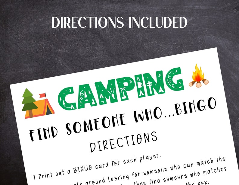 Camping Game, Human Bingo Game, Find Someone Who Game, Get to Know You ...