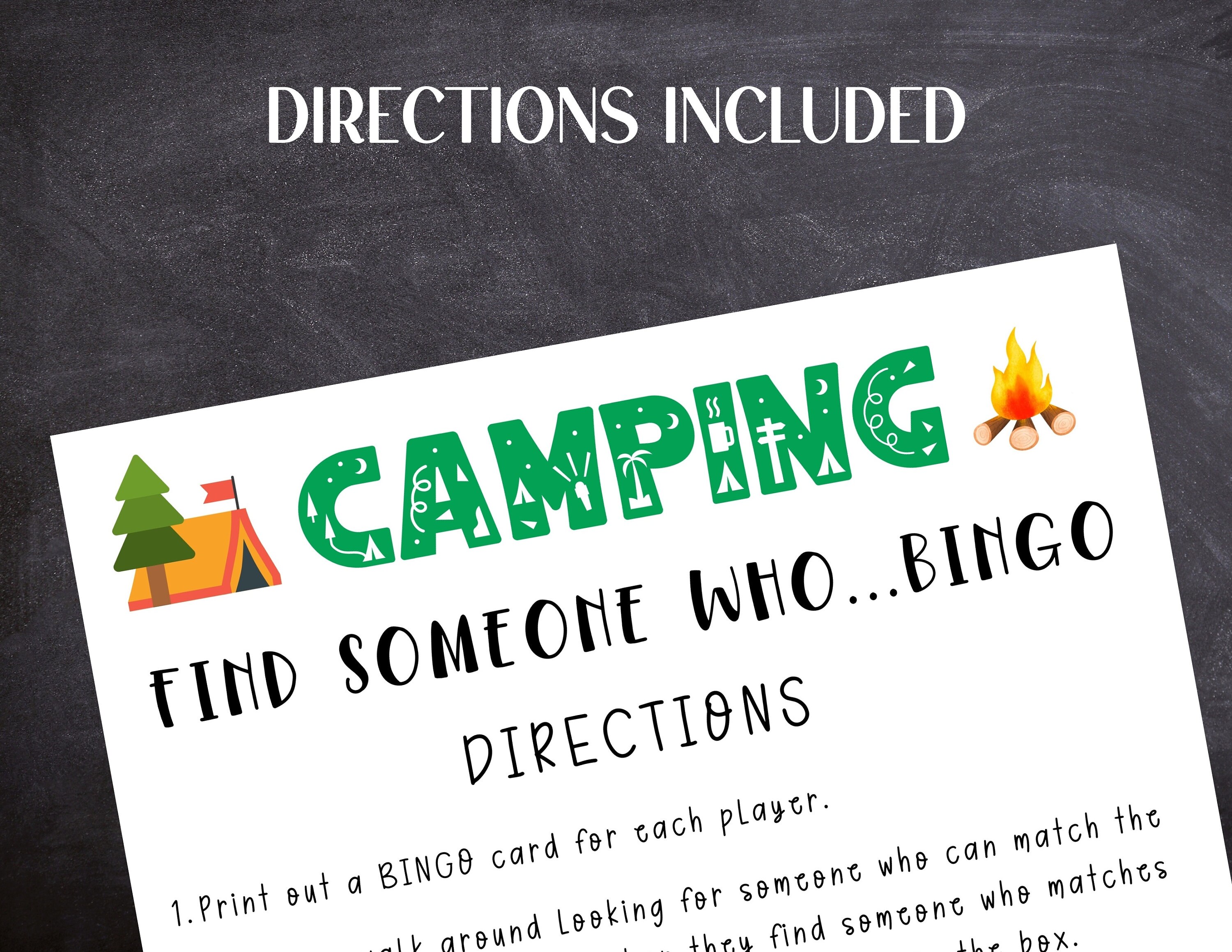 Camping Game, Human Bingo Game, Find Someone Who Game, Get to Know You ...