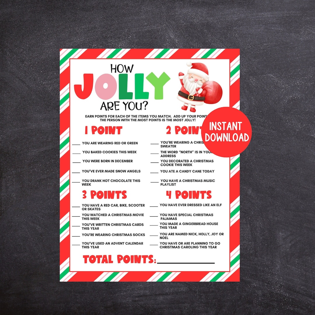 How Jolly Are You Christmas Game, Printable Group Christmas Party Game ...