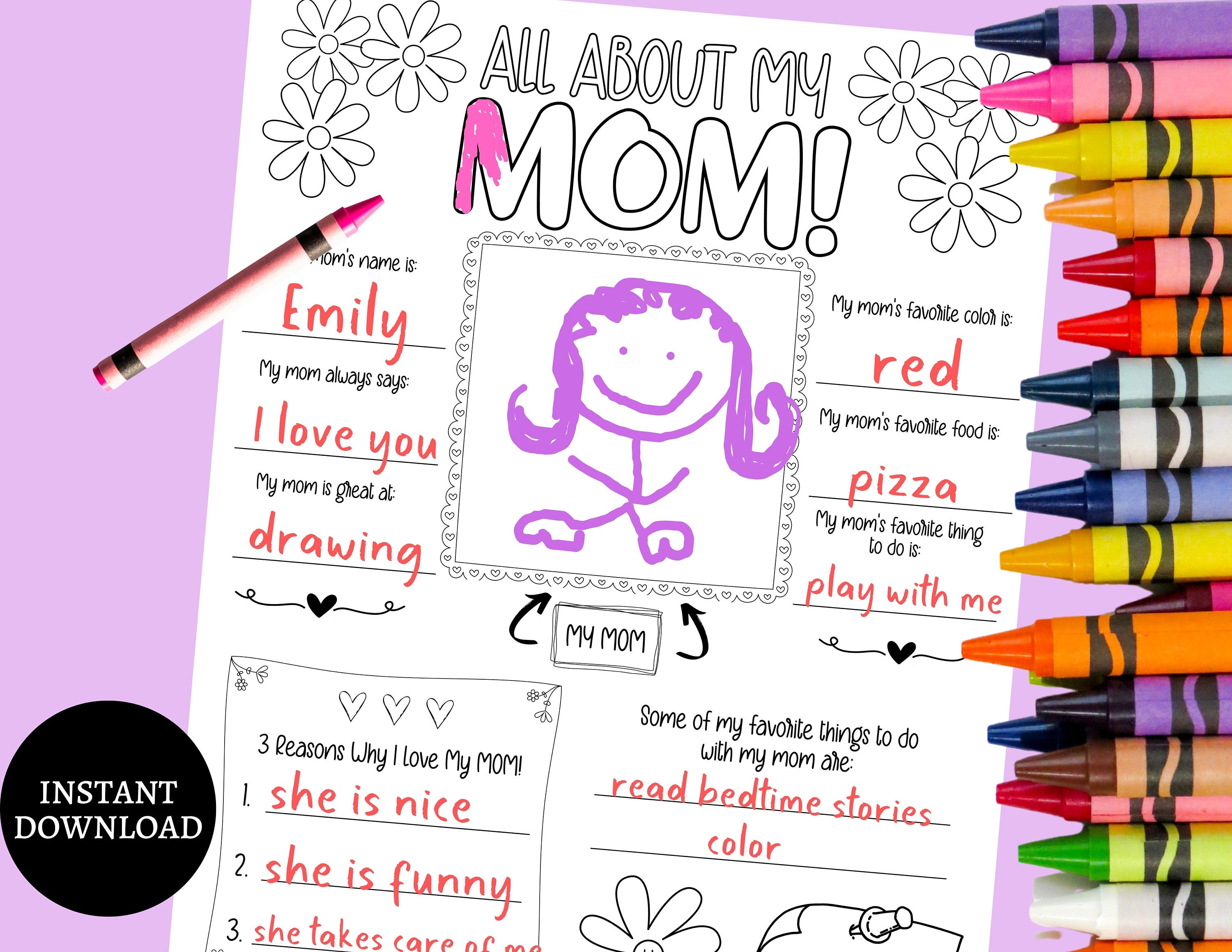 All About Mom, Mother's Day Gift, Kid's Gift for Mom, Mother's Day ...