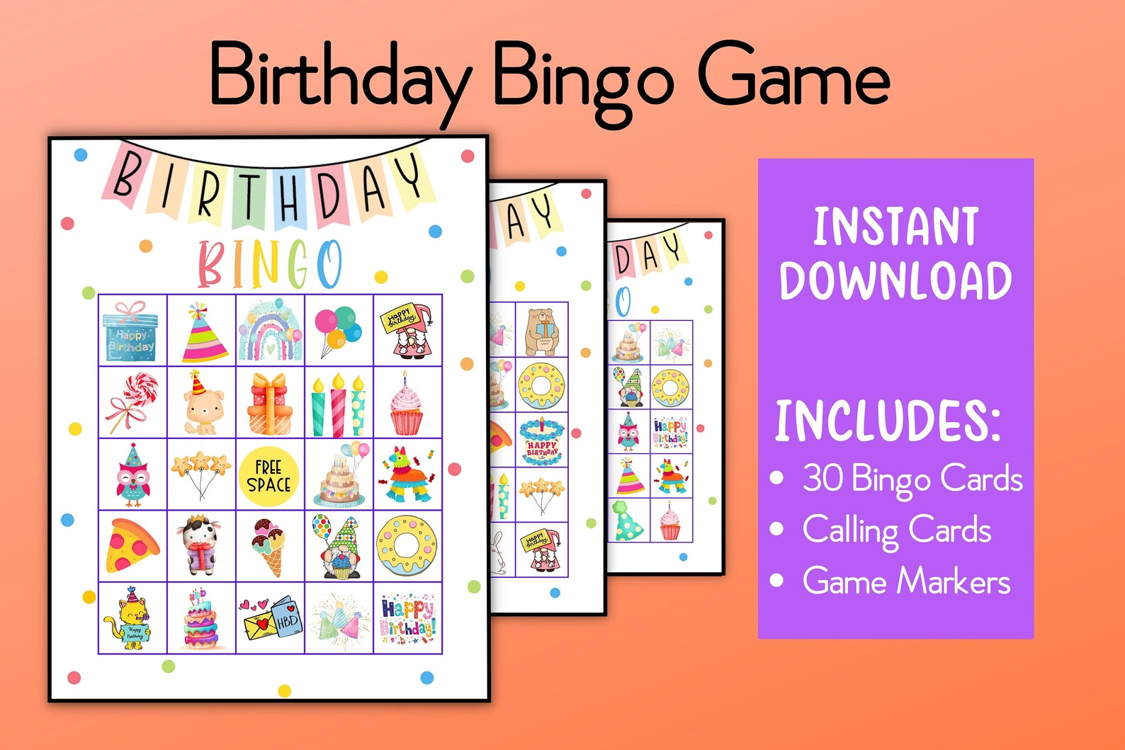Birthday Bingo, Kids Bingo Game, Printable Birthday Party Bingo, Kids ...