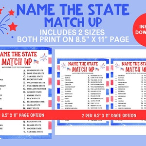 4th of July Game, Printable Name the State Game, USA States Quiz, US ...