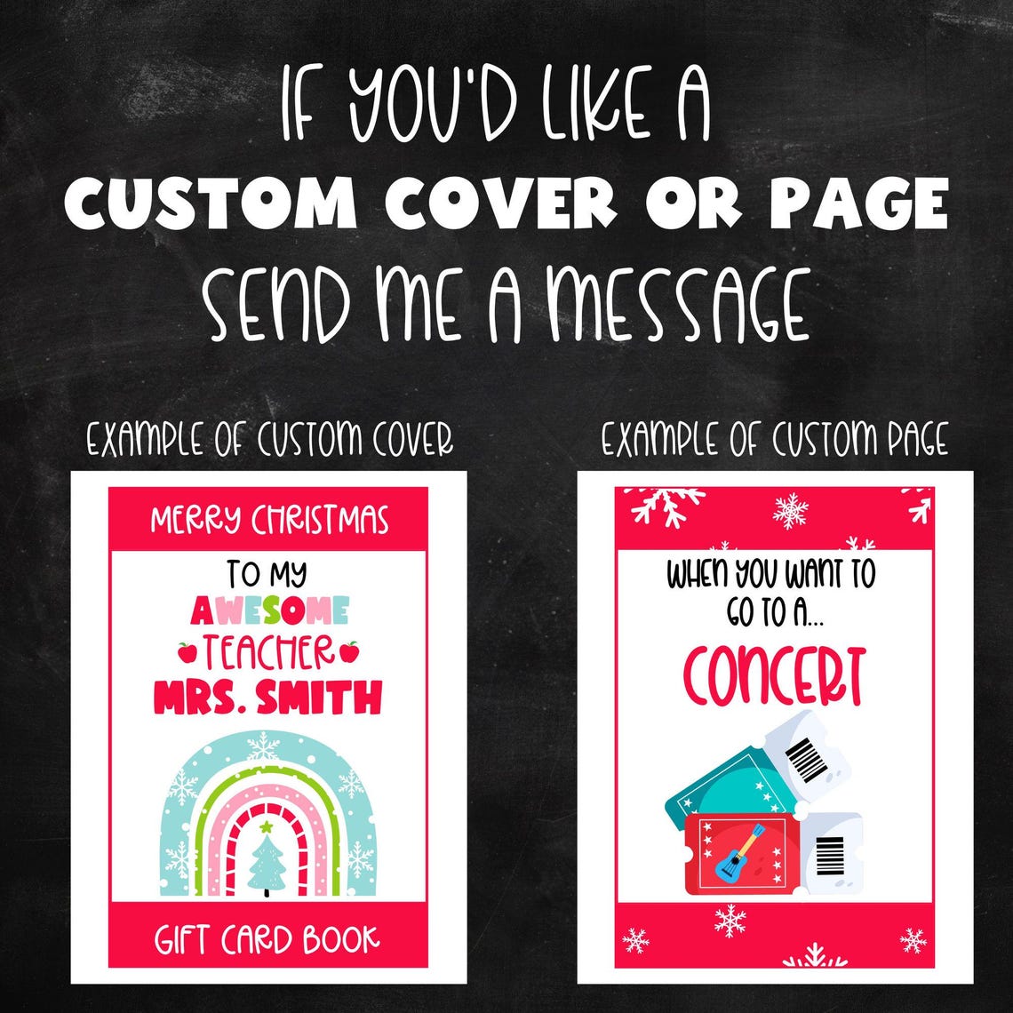 Christmas Gift for Teachers, Printable Christmas Gift Card Book for ...