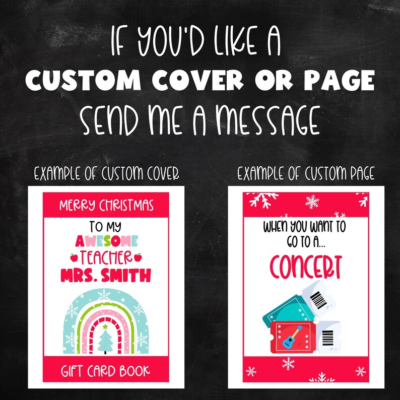 Christmas Gift for Teachers, Printable Christmas Gift Card Book for ...