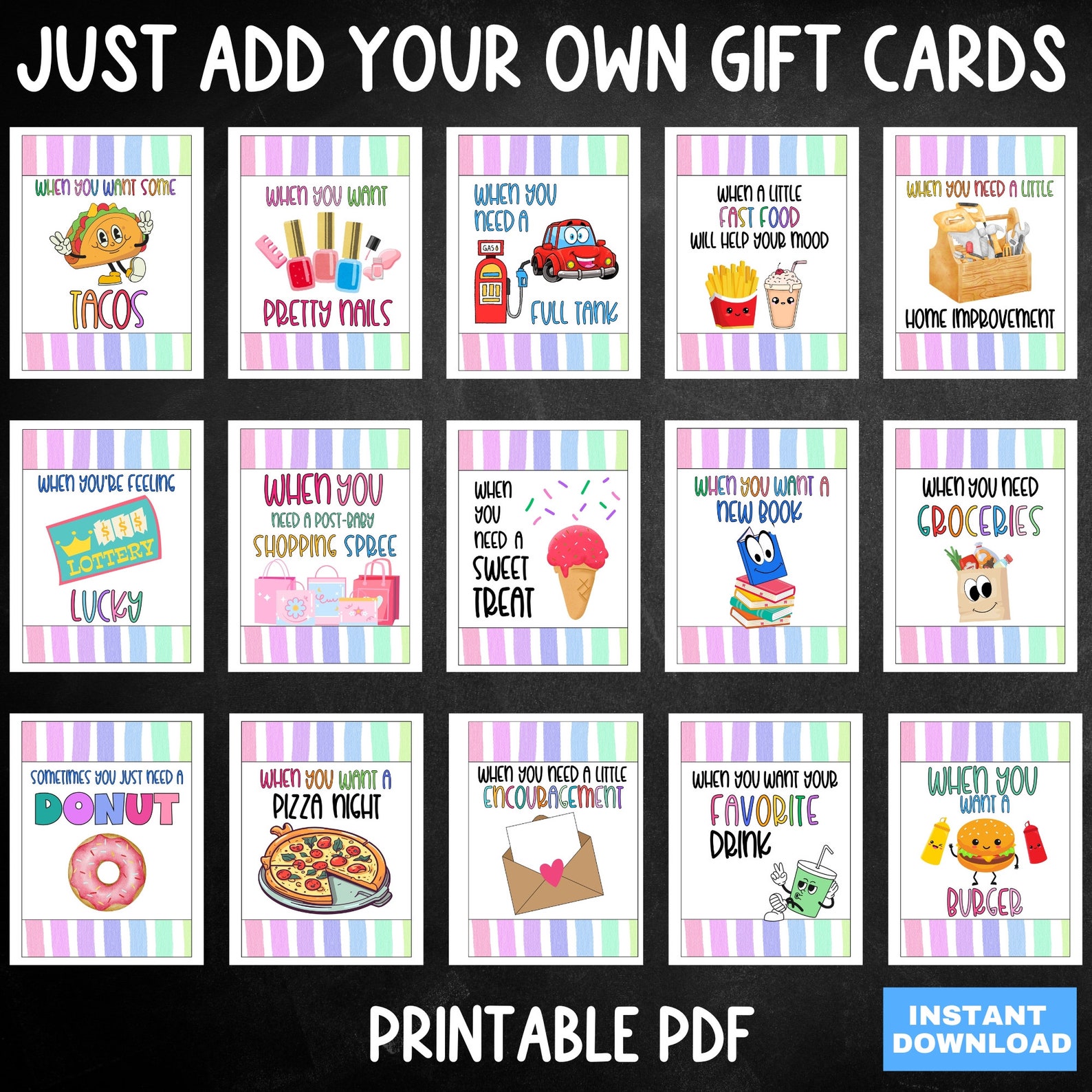 New Mom Gift Card Book, Printable Baby Shower Gift, New Baby Gift Card ...