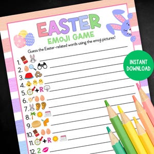 Easter Emoji Game, Printable Easter Game, Easter Activity for Kids and ...