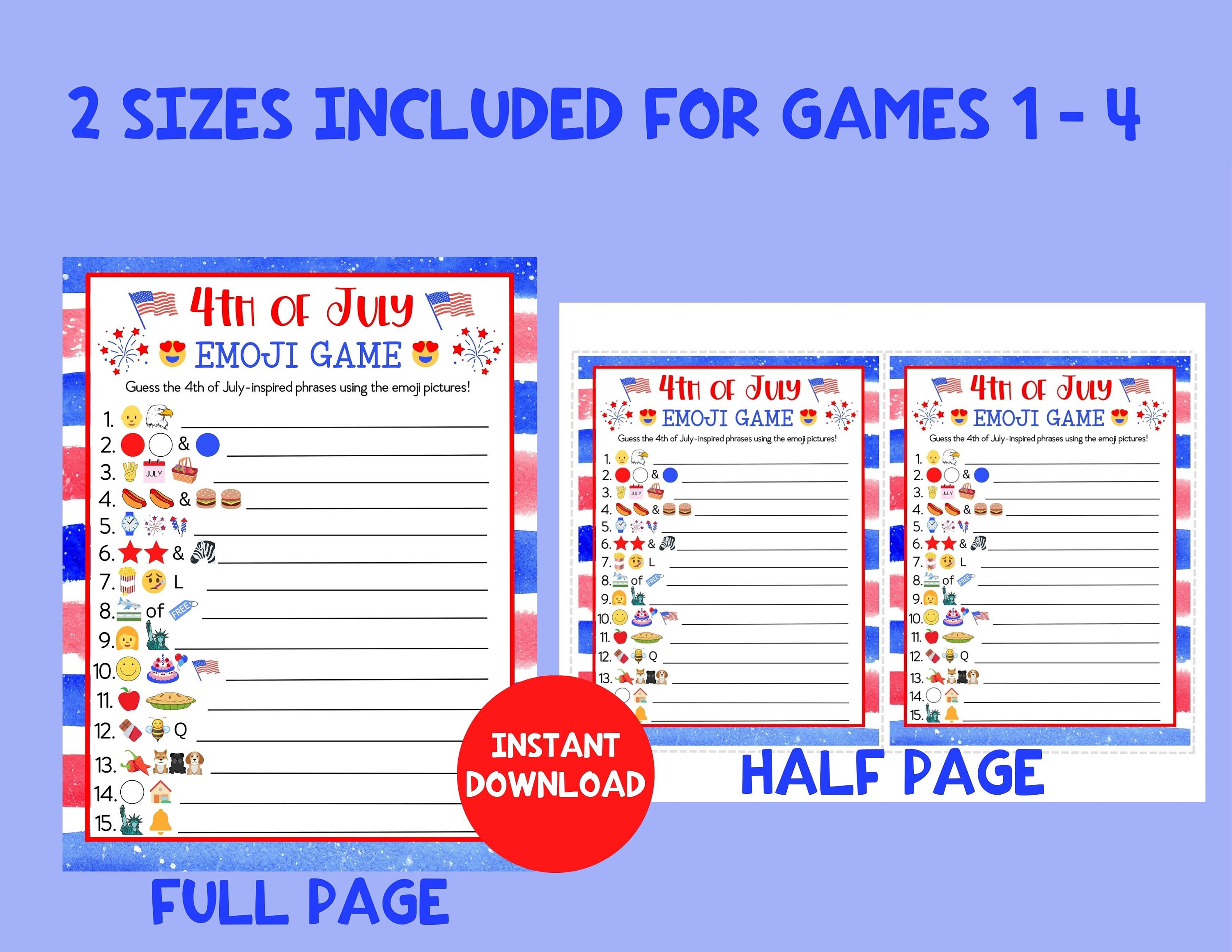Printable 4th of July Game Bundle, Fourth of July Games for Kids ...