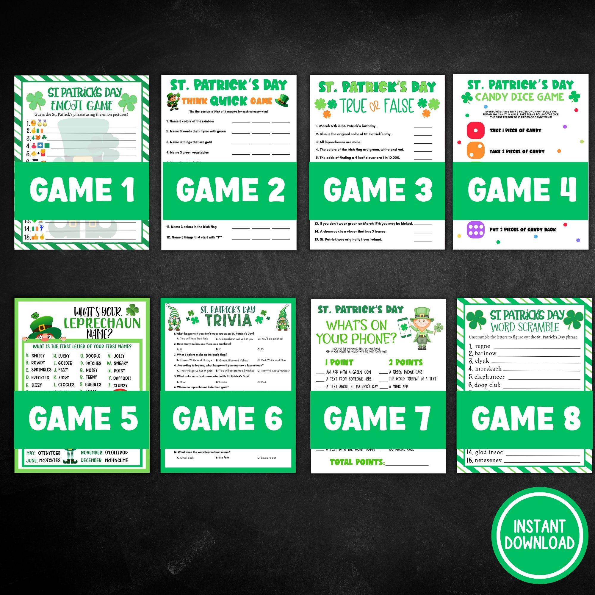 Printable St. Patrick's Day Games Bundle, St. Patrick's Day Games for ...