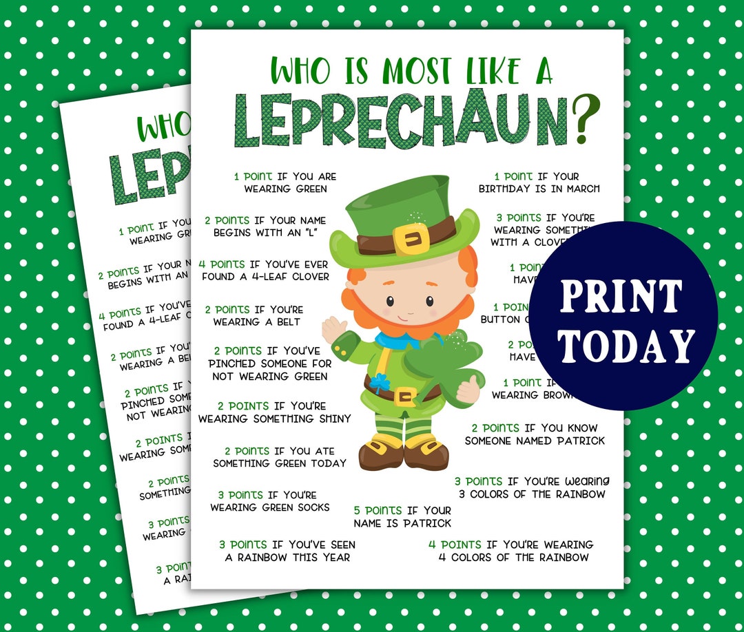 Who is Most Like A Leprechaun, St. Patrick's Day Printable Game ...