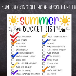 Summer Bucket List Printable for Kids, Things to Do During Summer, Fun ...