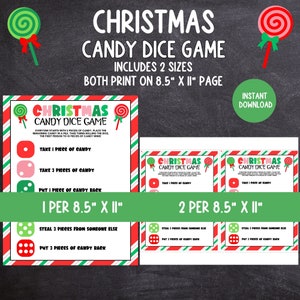 Christmas Candy Dice Game, Printable Holiday Game, Christmas Classroom ...