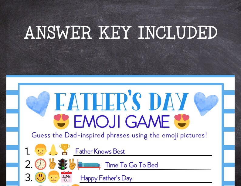 Fathers Day Game, Fathers Day Printable Game, Emoji Game for Fathers ...