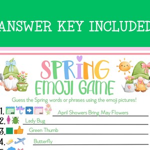 Spring Emoji Game, Spring Printable Game, Emoji Game, Spring Emoji Game ...