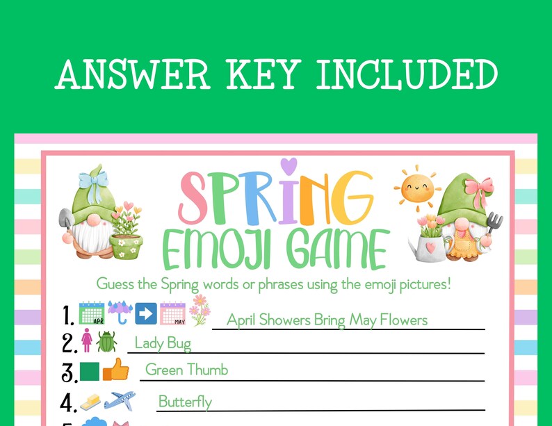 Spring Emoji Game, Spring Printable Game, Emoji Game, Spring Emoji Game ...