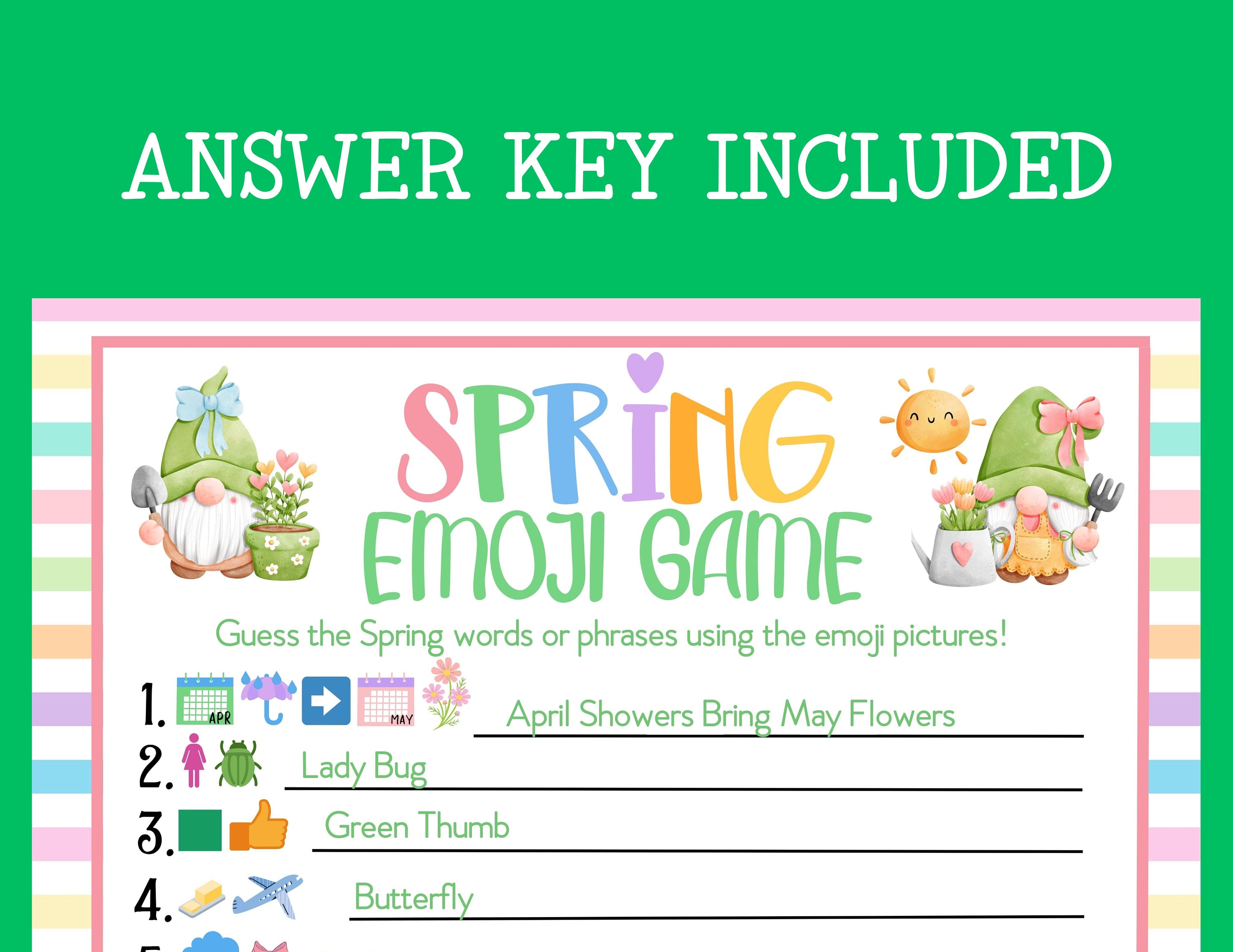 Spring Emoji Game, Spring Printable Game, Emoji Game, Spring Emoji Game ...