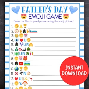 Fathers Day Game, Fathers Day Printable Game, Emoji Game for Fathers ...