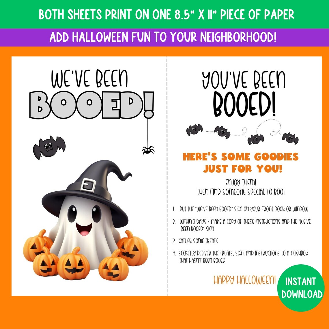 You've Been Booed Neighbor Game, Printable We've Been Booed, Booed Sign ...