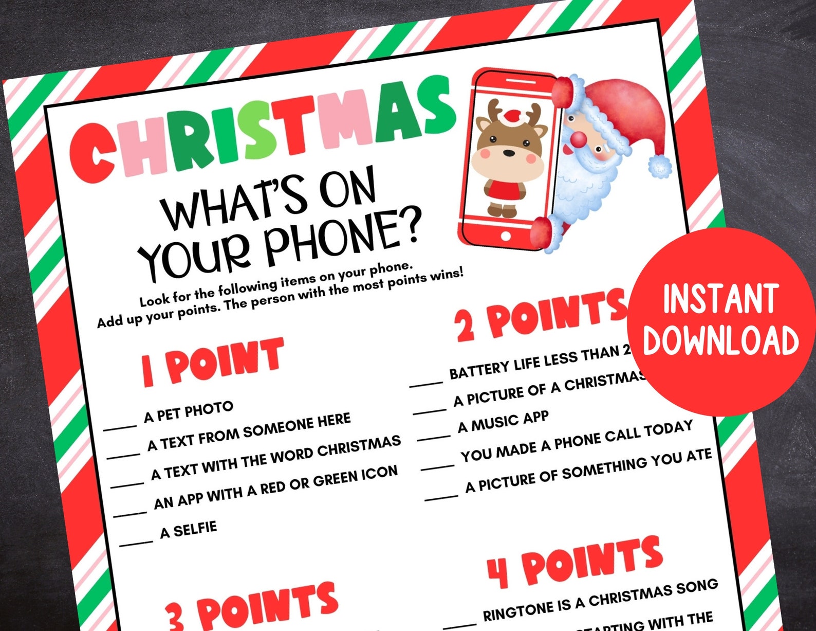 Christmas What's on Your Phone Game, Printable Holiday Game, Christmas ...