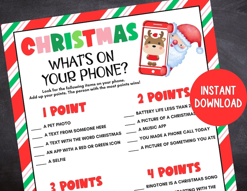 Christmas What's on Your Phone Game, Printable Holiday Game, Christmas ...