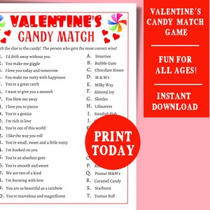 Valentine's Candy Trivia Game, Virtual or Printable Valentine's Day ...
