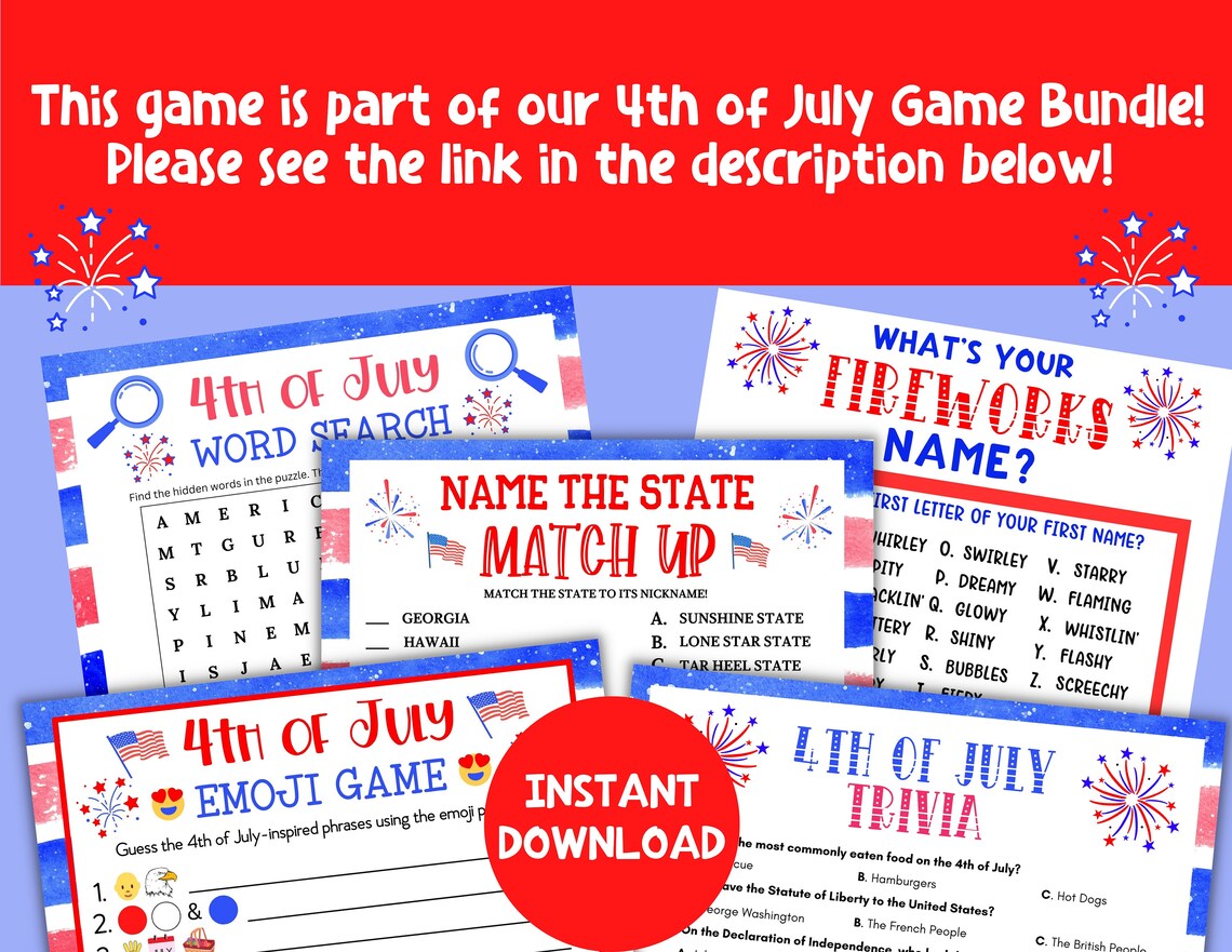 4th of July Game, Printable Name the State Game, USA States Quiz, US ...