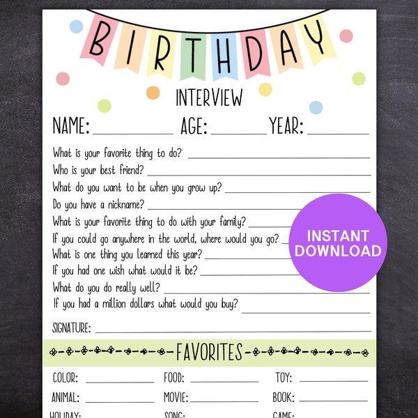 Printable Interview Form - Etsy