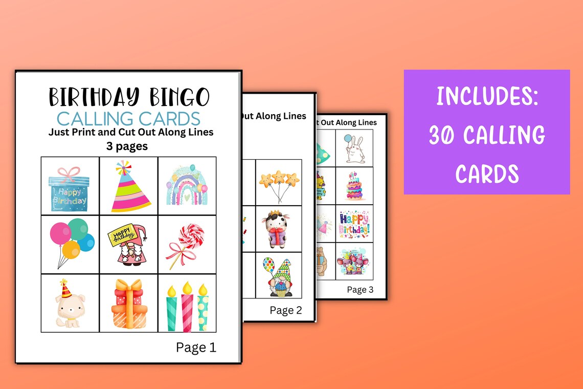Birthday Bingo, Kids Bingo Game, Printable Birthday Party Bingo, Kids ...