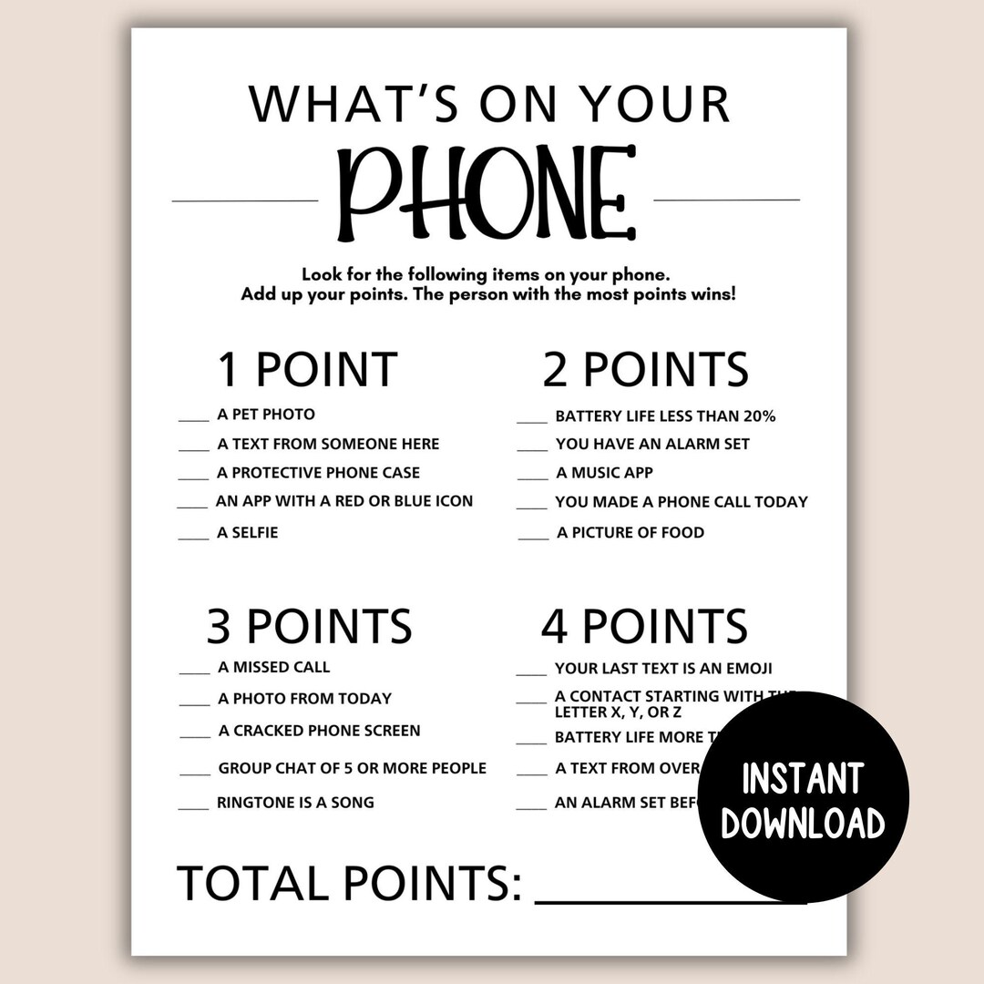 Icebreaker Game, Printable Whats on Your Phone Game, Phone Trivia Game ...