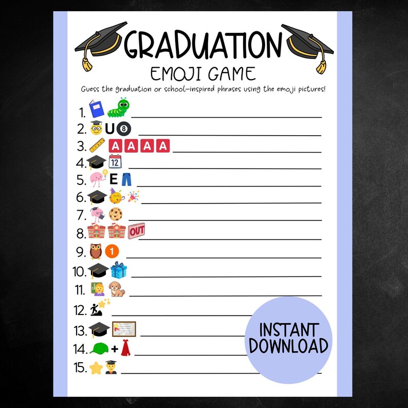 Graduation Emoji Game, Printable Graduation Game, Graduation Classroom ...