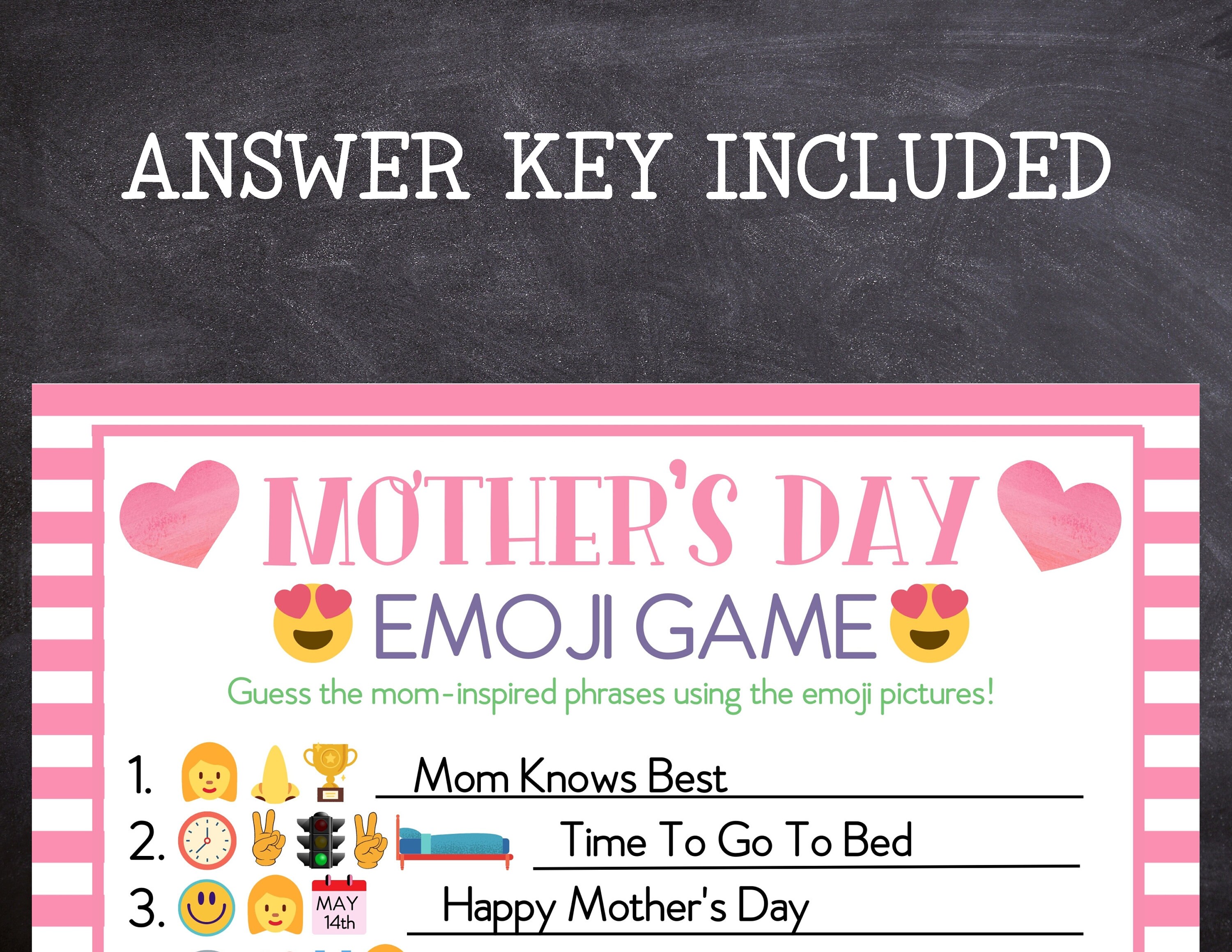 Mothers Day Game, Mothers Day Printable Game, Emoji Game for Mothers ...