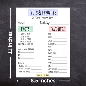 Printable Get to Know You Questionnaire, All About Me Form for ...