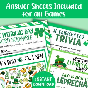 Printable St. Patrick's Day Games Bundle, St. Patrick's Day Games for ...
