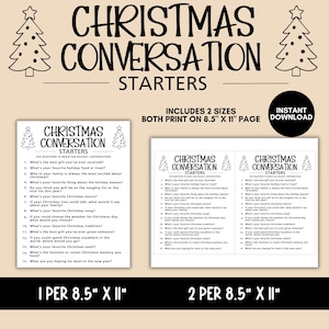 Christmas Conversation Starters, Printable Holiday Icebreaker for Kids ...
