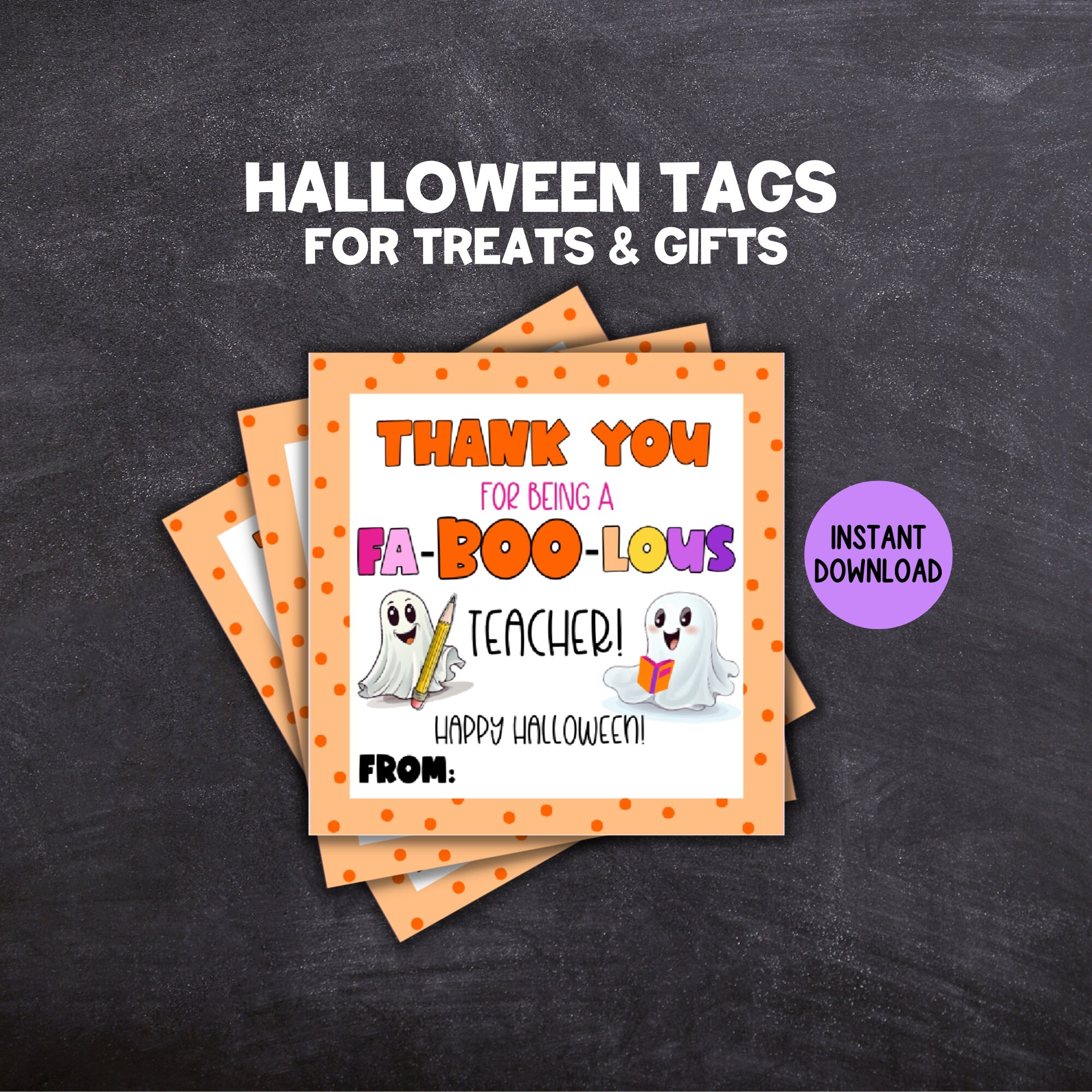 Halloween Gift Tags for Teachers, Printable Halloween Tags, Teacher ...
