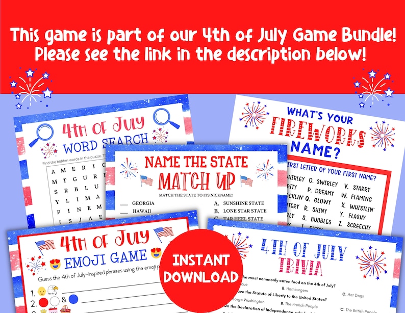 4th of July Game, Printable July 4th Word Search, Independence Day Game ...