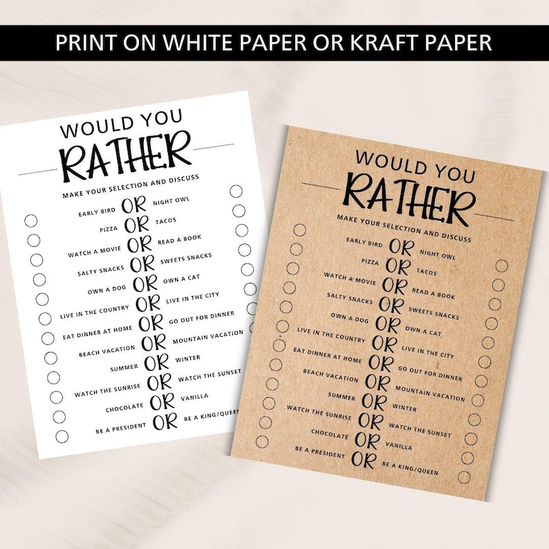 Icebreaker Game, Printable Would You Rather Game, Easy Party Starter ...