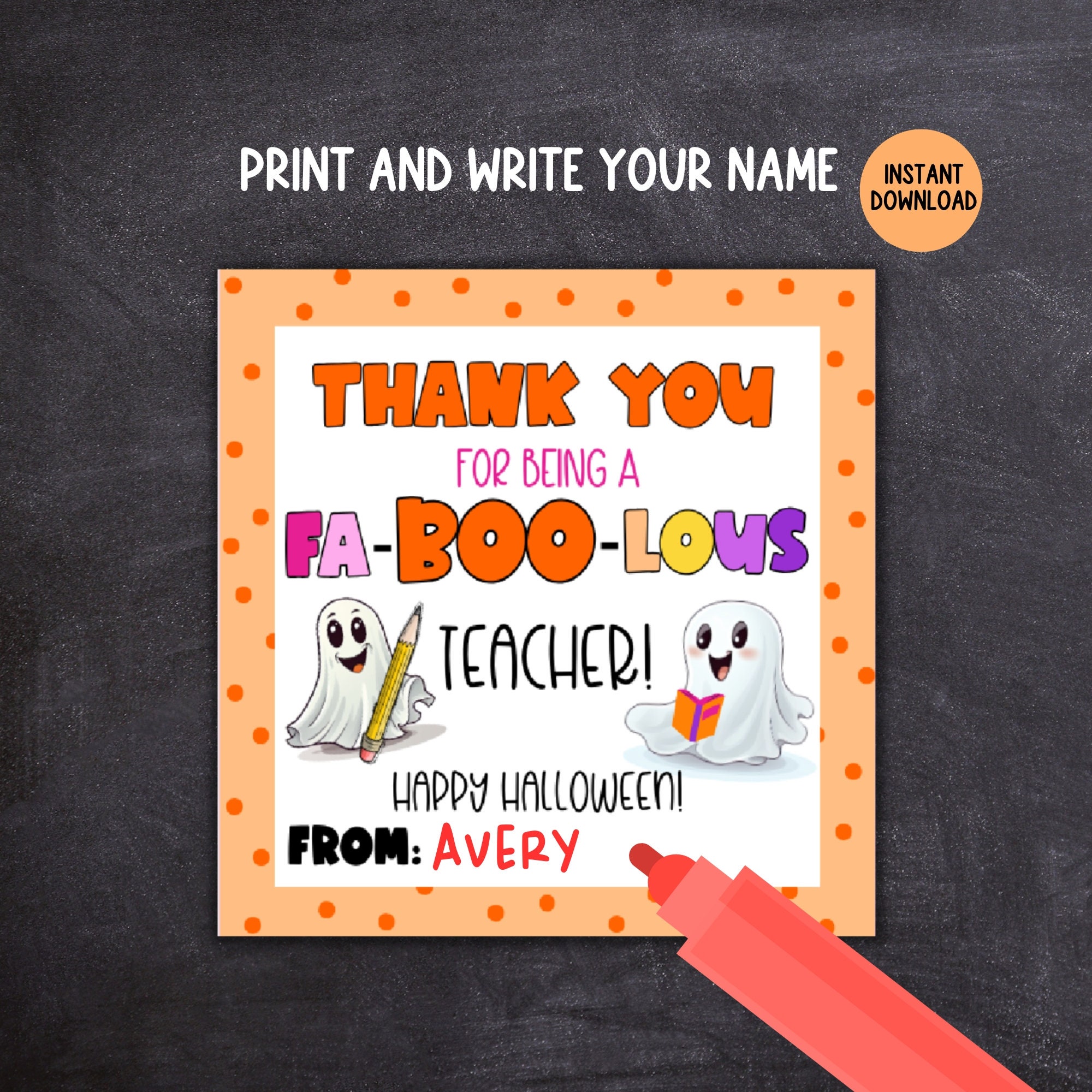 Halloween Gift Tags for Teachers, Printable Halloween Tags, Teacher ...