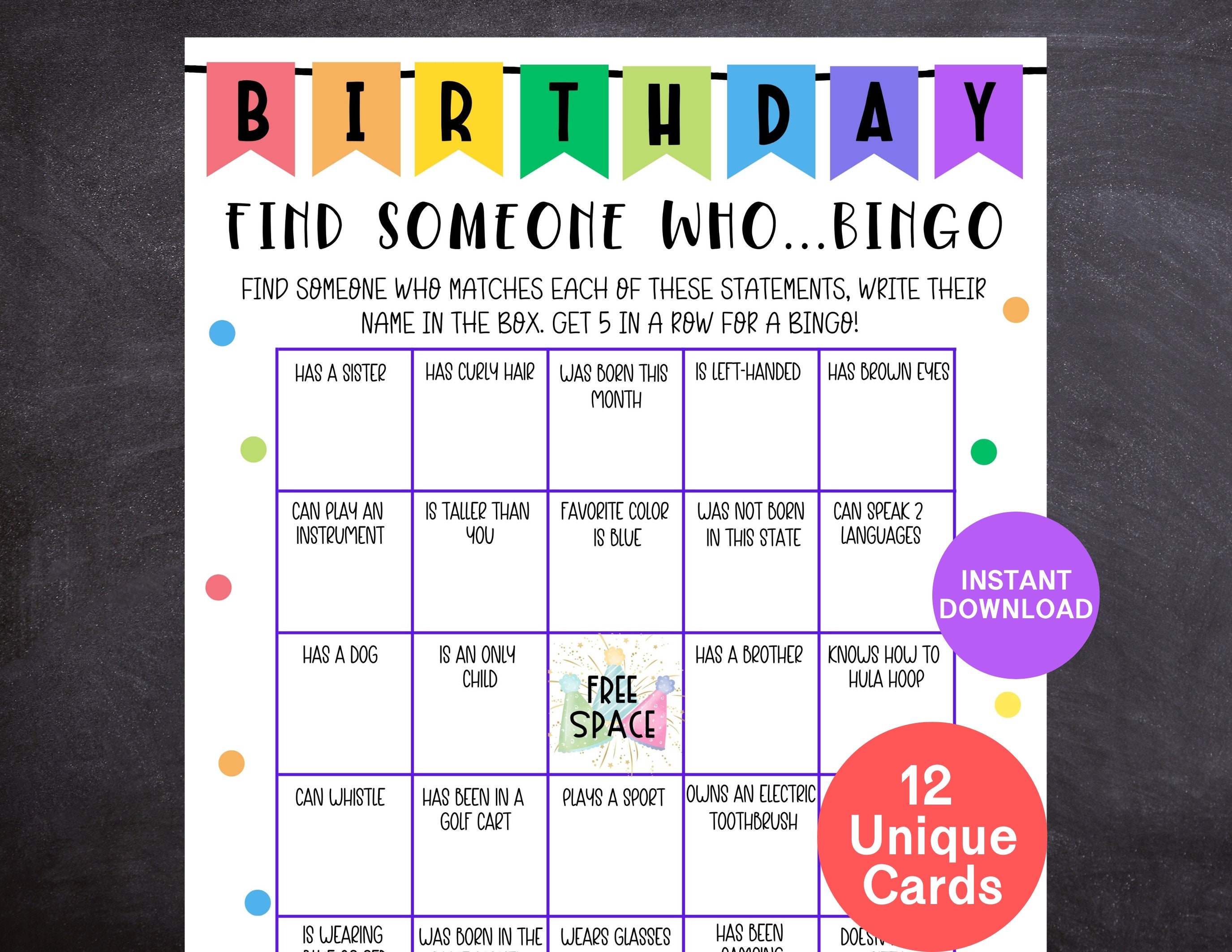 Birthday Party Game, Human Bingo Game, Find Someone Who Game, Get to ...