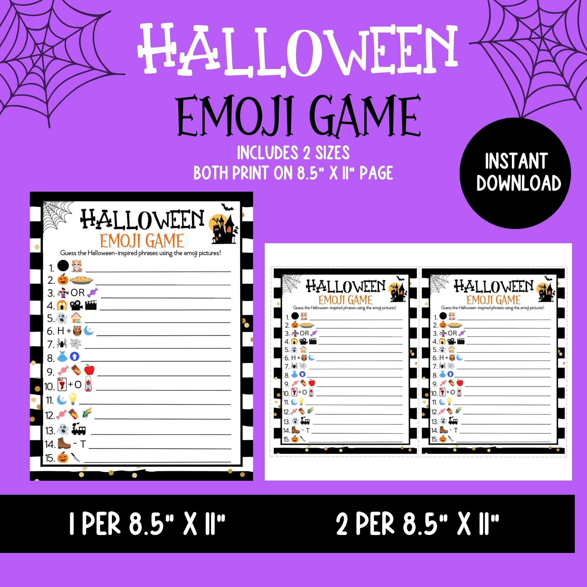 Halloween Emoji Game, Printable Halloween Game for Kids and Adults and ...