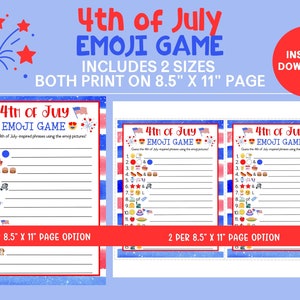 4th of July Emoji Game, Printable July 4th Game, Independence Day Game ...