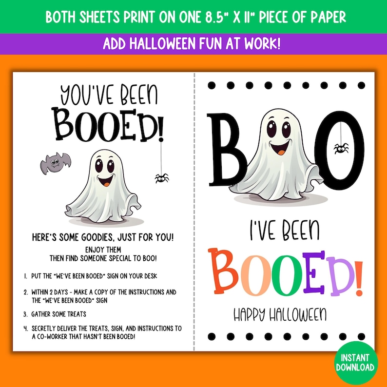 You've Been Booed Game, Printable Booed Game for Co-workers, Booed Sign ...