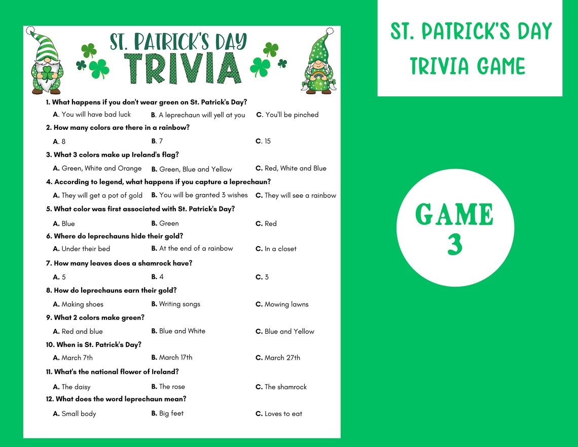 Printable St. Patrick's Day Games Bundle, St. Patrick's Day Games for ...