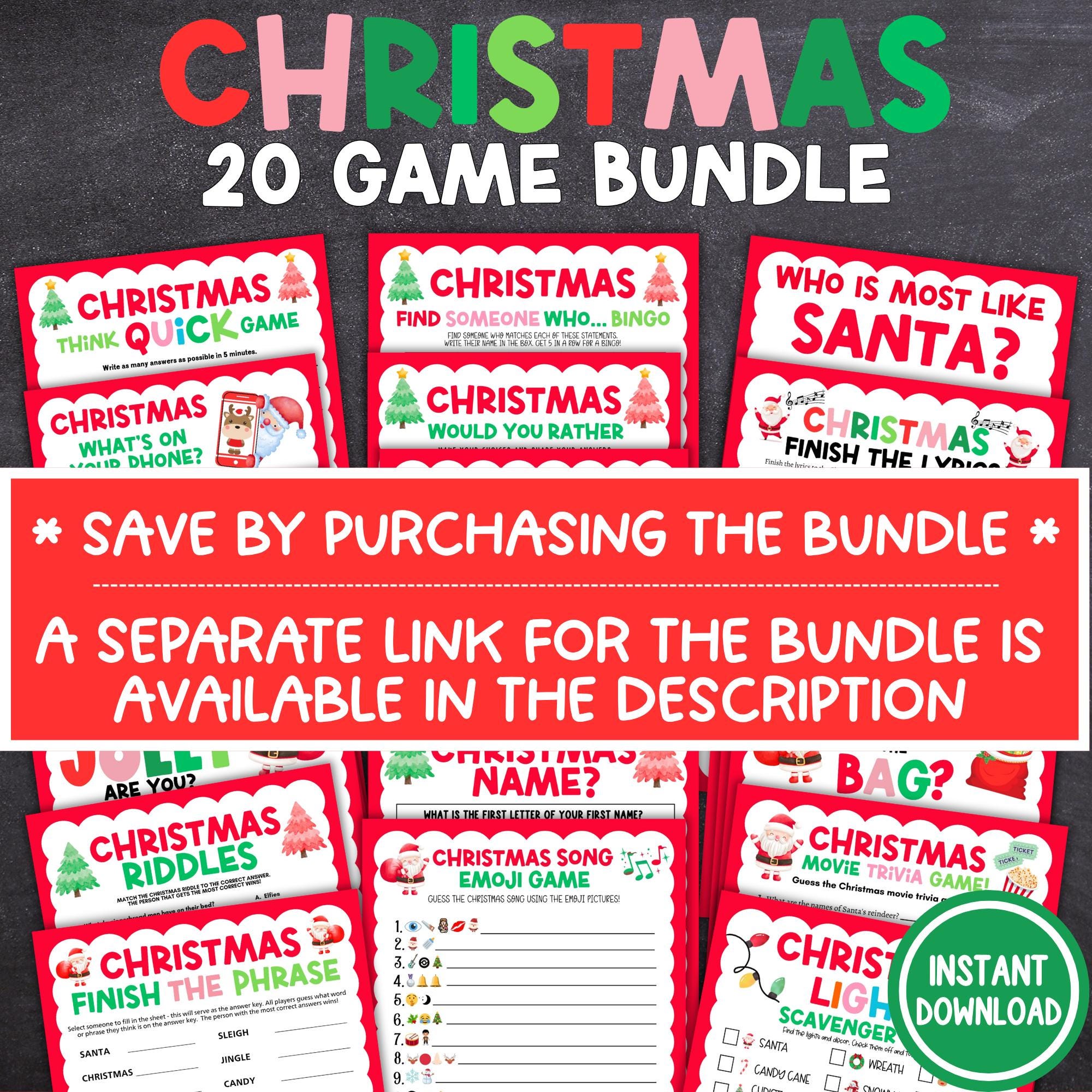 Christmas Think Quick Game, Printable Christmas Game, Christmas ...