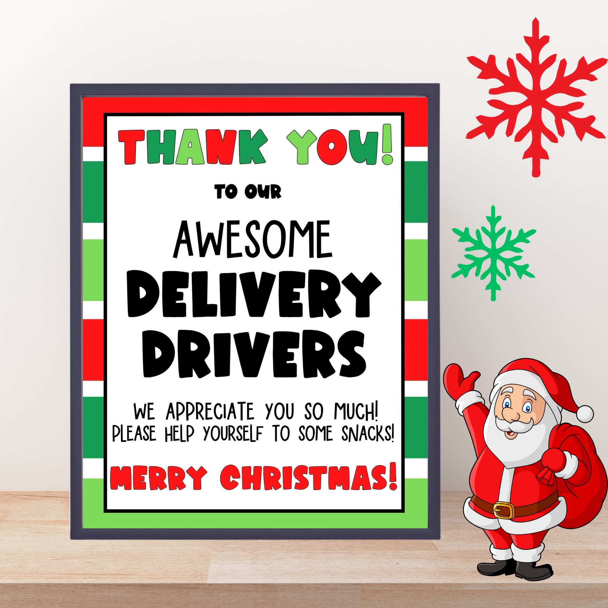 Delivery Driver Snack Sign, Printable Thank You Sign for Delivery ...