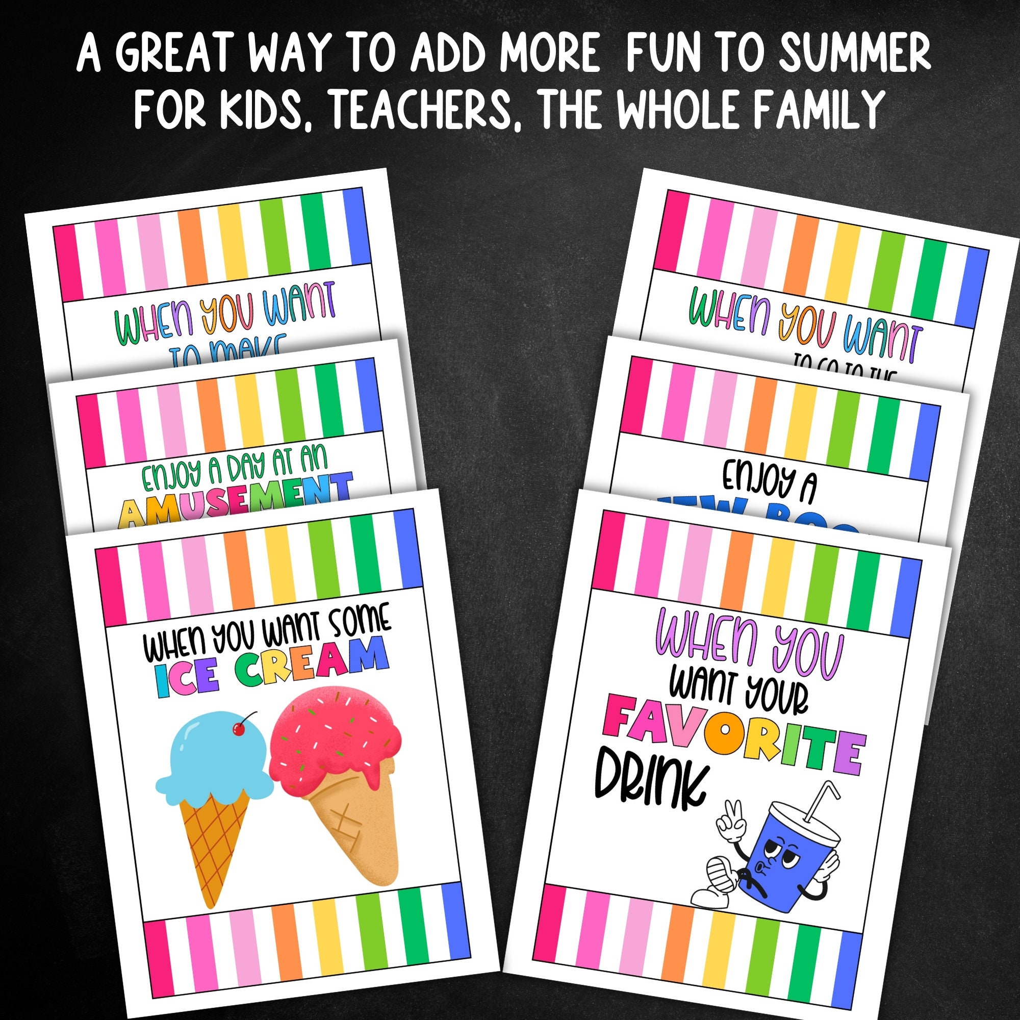 Printable Summer Gift Card Book, Kids Summer Bucket List, End of the ...